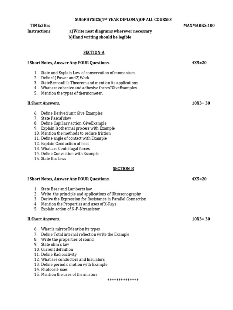 Physics Diploma Exam Guide | PDF