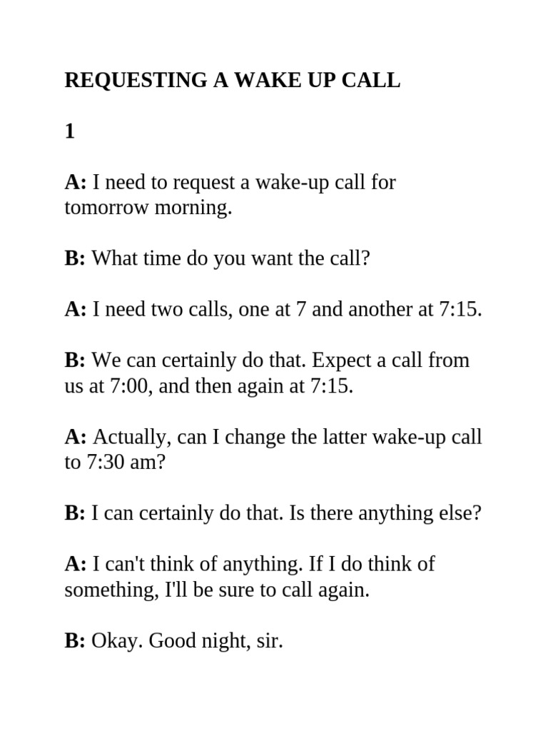Requesting A Wake Up Call | PDF