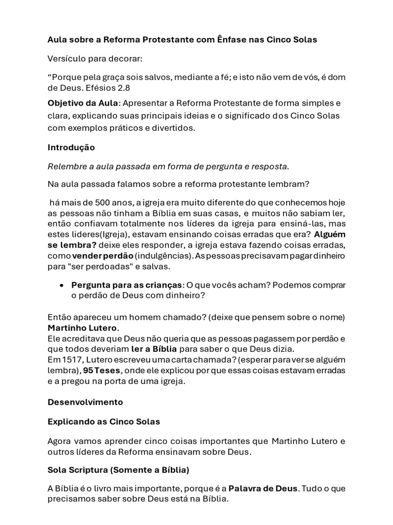 Cinco Solas da Reforma Protestante | PDF | Graça no cristianismo ...