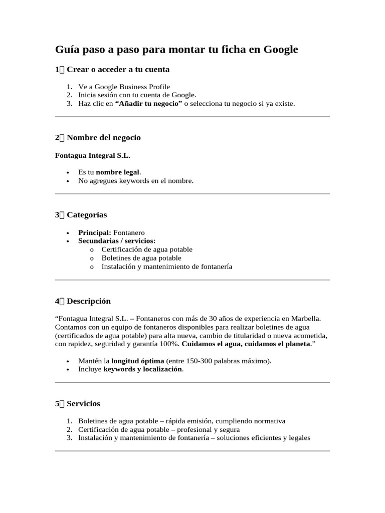 Cómo crear tu ficha en Google Business | PDF