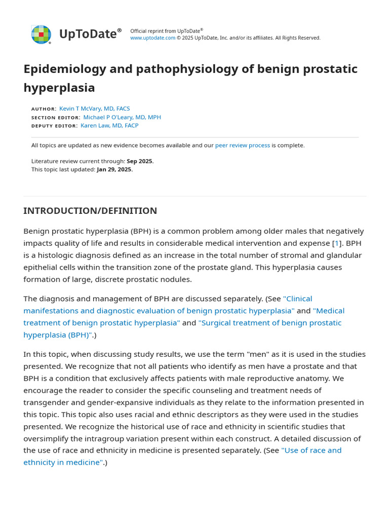 Benign Prostatic Hyperplasia Overview | PDF | Inflammation | Clinical ...