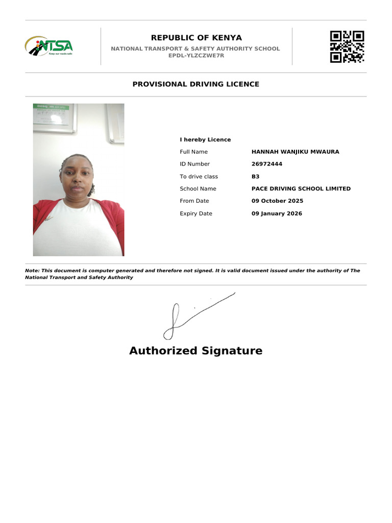 EPDL-YLZCZWE7R-Provisional Driving License | PDF
