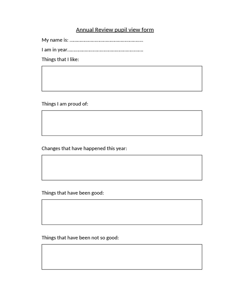 Annual Review Pupil View Form Sept 22 | PDF
