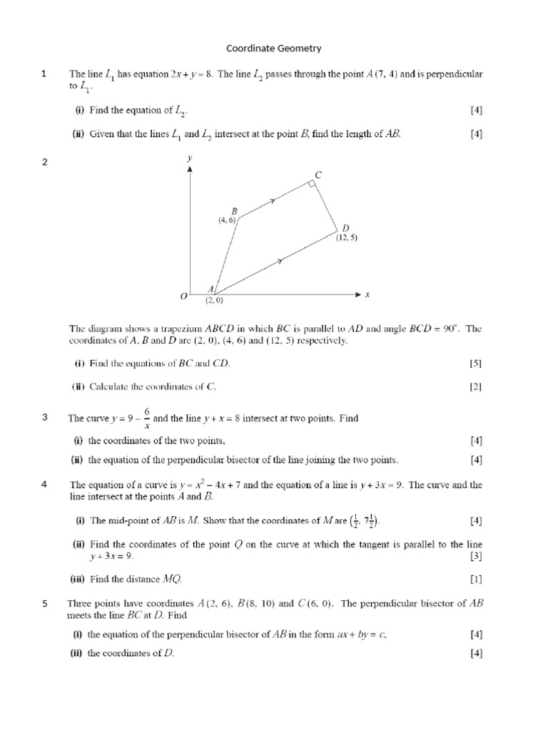 Coordinate Geometry P1 Pdf