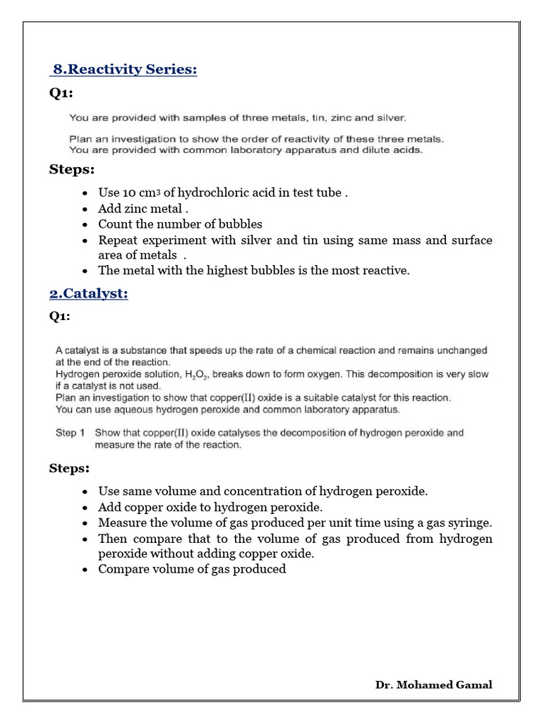 Chem P6 M Gamal Reactivity Series | PDF