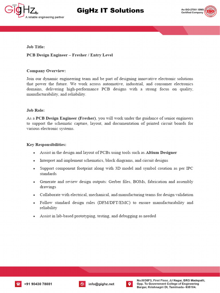 Engineering - Freasher JD | PDF