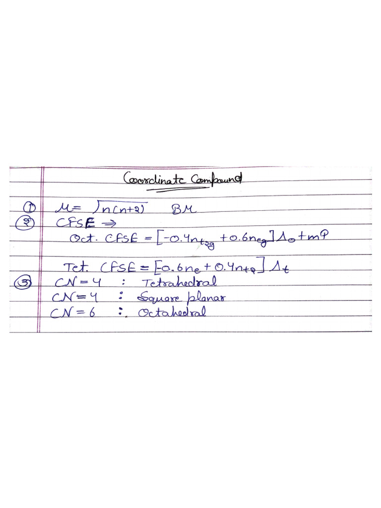 Coordinate Compound Formula Chart | PDF