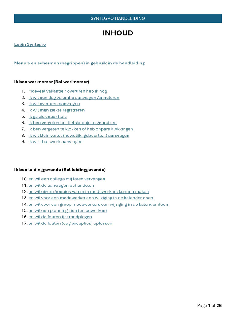 Handleiding Syntegro | PDF