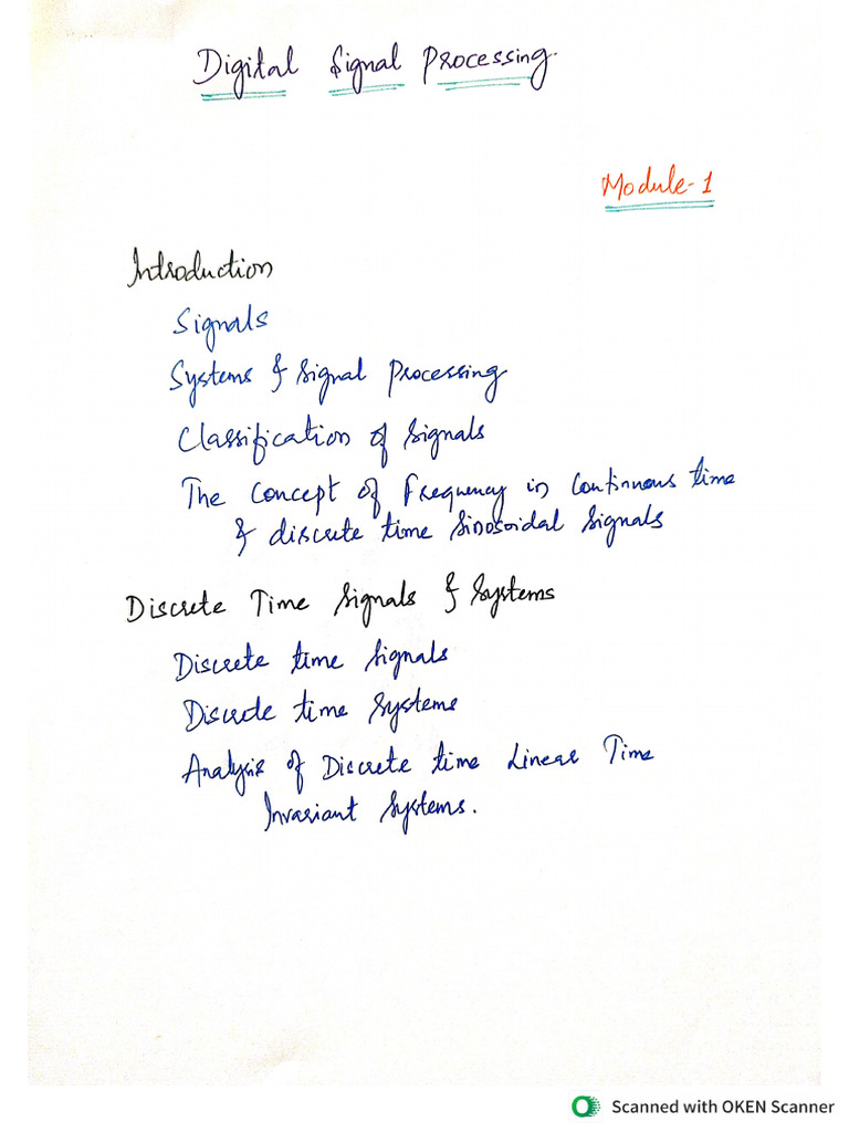 DSP Notes Module-1 DR MRK | PDF