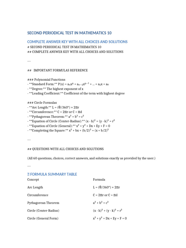 Math 10 Q2 Reviewer FULL | PDF