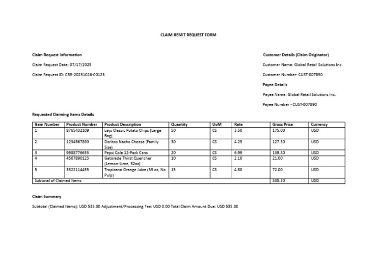 Claim Remit Request Form Details | PDF