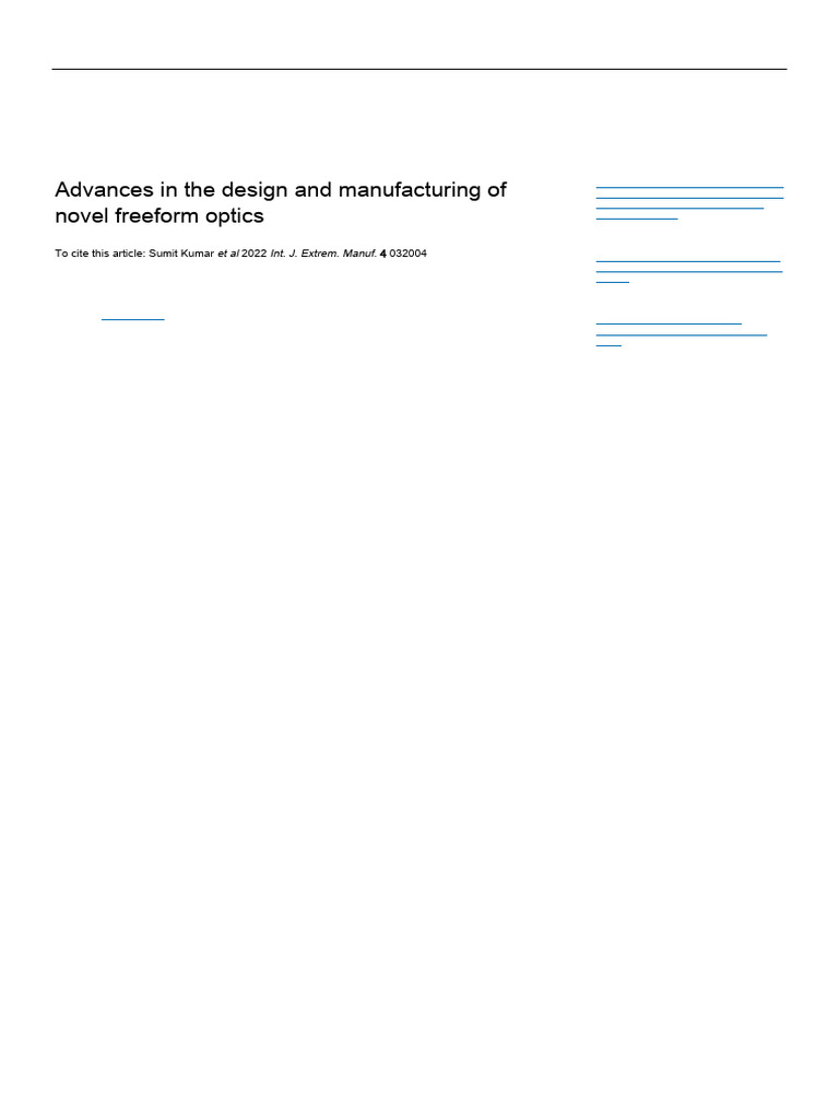 Advances in The Design and Manufacturing of Novel Freeform Optics | PDF ...