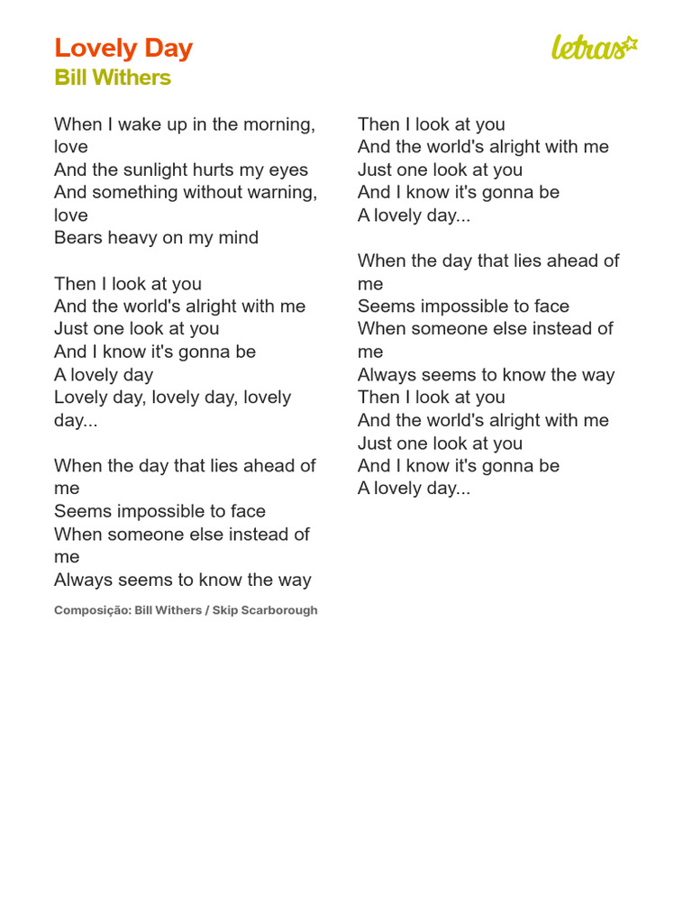 Lovely Day - Bill Withers | PDF