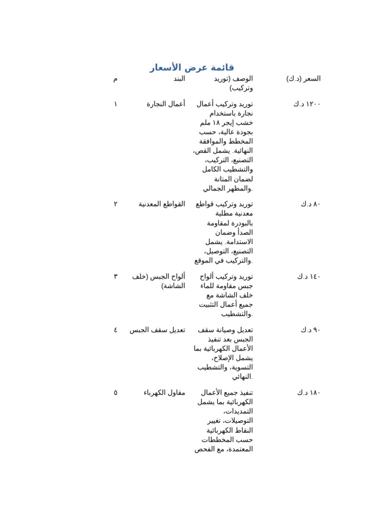 Quotation List Arabic | PDF