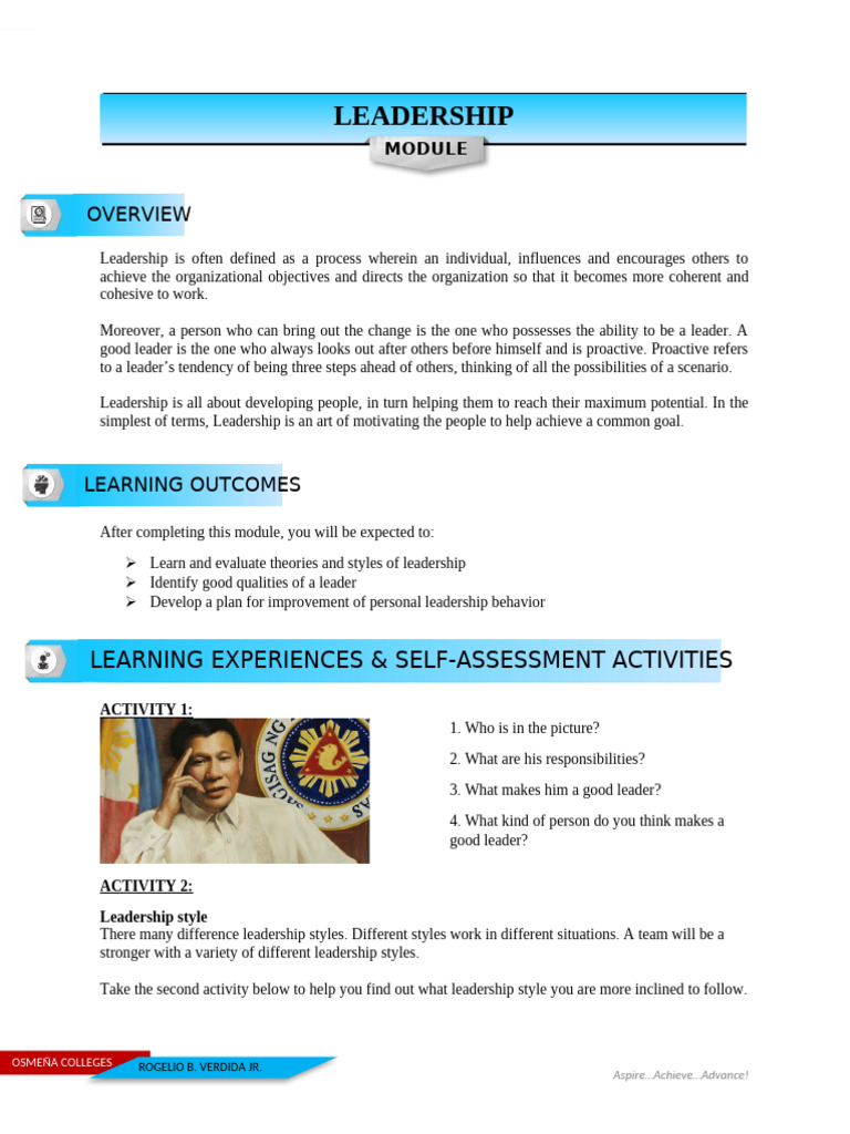 CWTS 1 Module 2 Cadiz | PDF | Leadership | Transformational Leadership