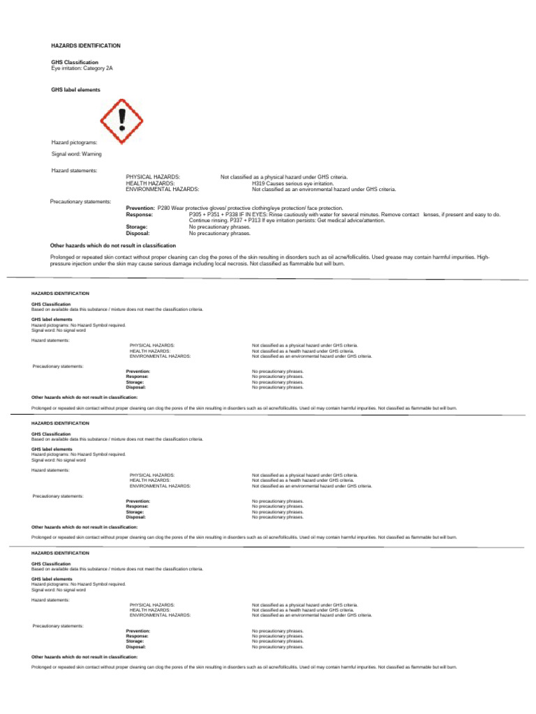 GHS Hazard Identification and Precautions | PDF | Safety | Working ...