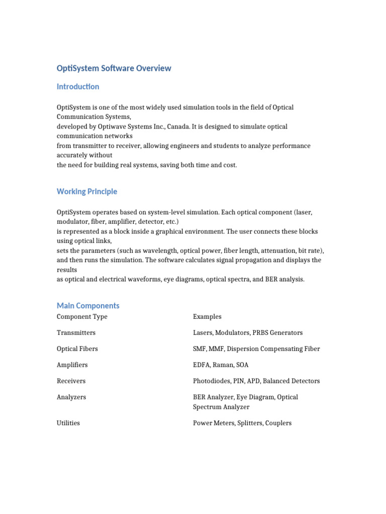 OptiSystem: Optical Simulation Tool Overview | PDF | Wavelength ...