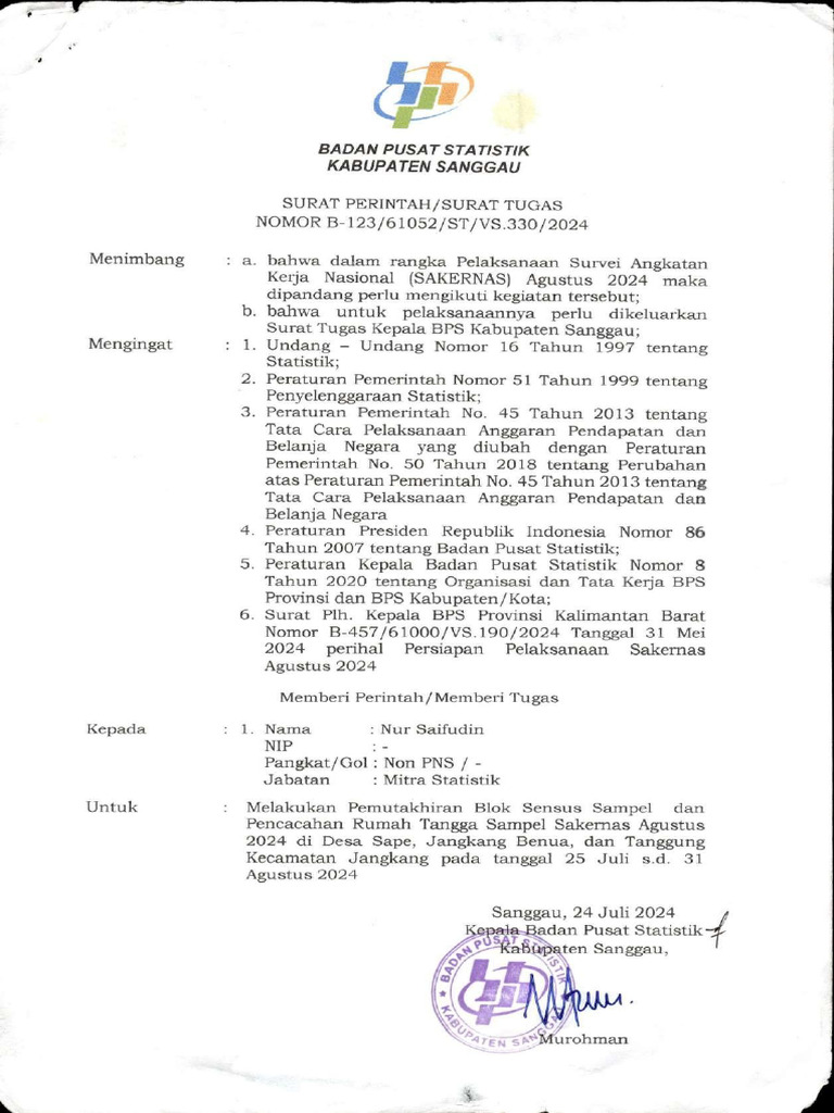 Contoh Visum, Laporan Dan Dokumentasi Perjalanan Dinas | PDF