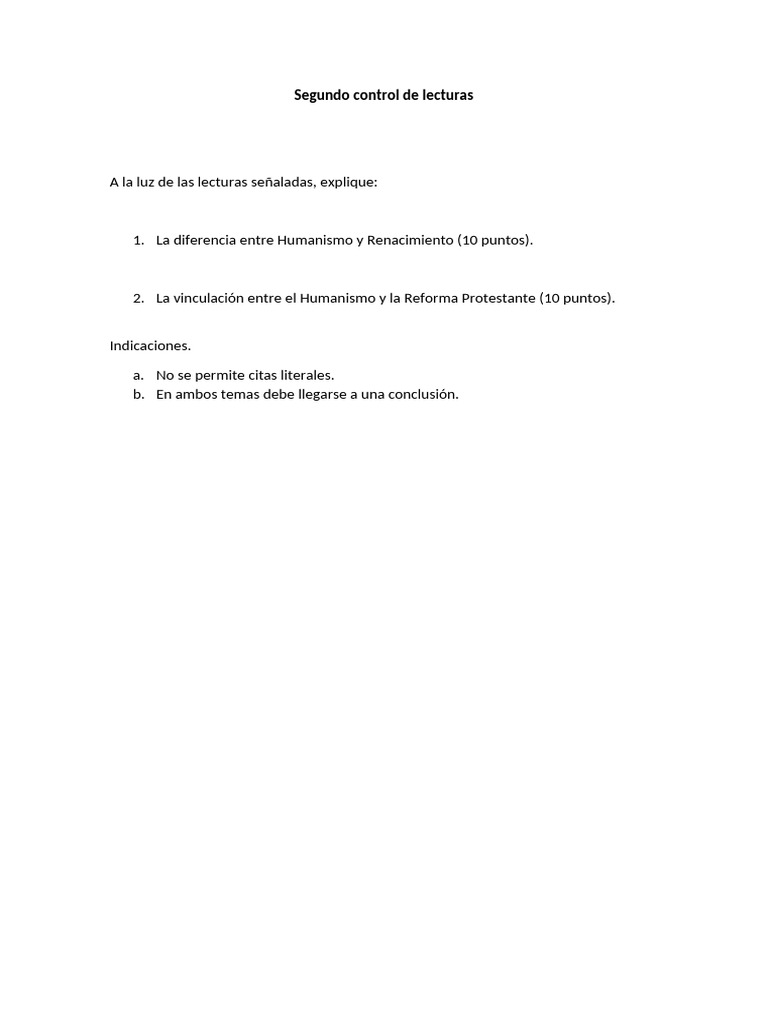 Segundo Control de Lecturas | PDF