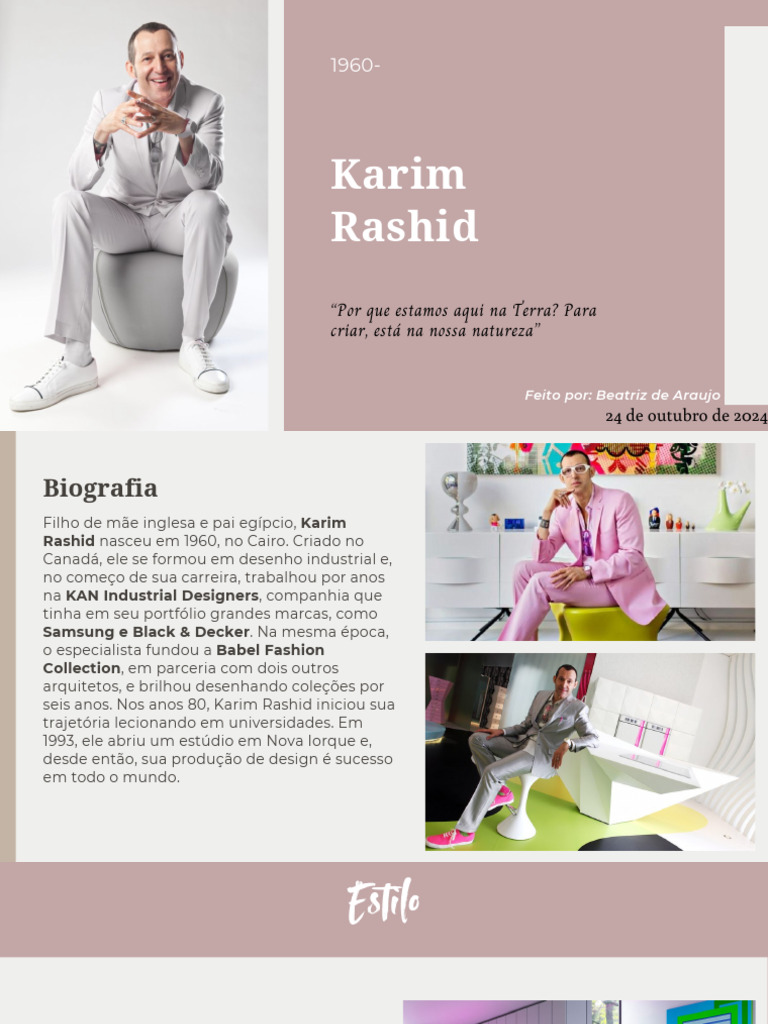 Biografia e Estilo de Karim Rashid | PDF | Esboço