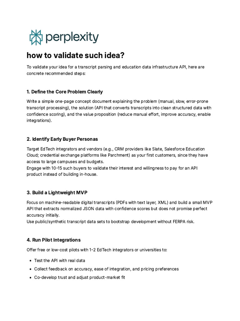 Validate Your EdTech API Idea Steps | PDF | Educational Technology | Data