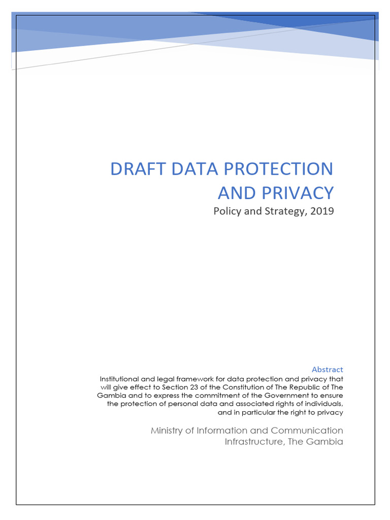 Data Protection and Privacy Draft Policy and Strategy August 2019 | PDF ...