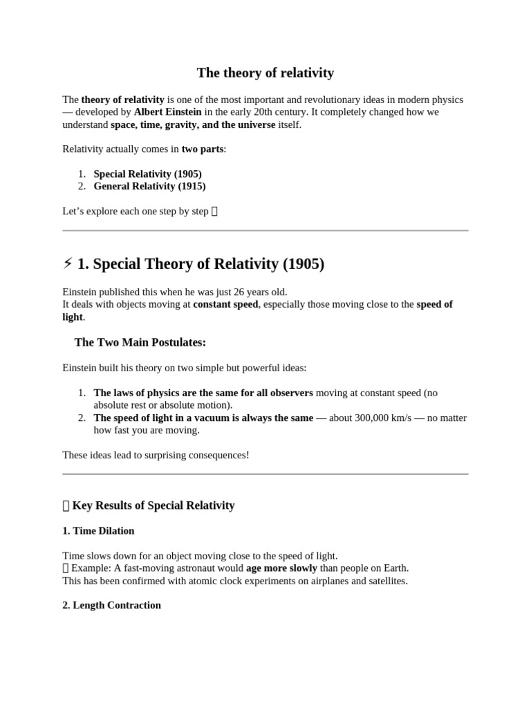 Understanding Einstein's Theory of Relativity | PDF | Gravity | General ...