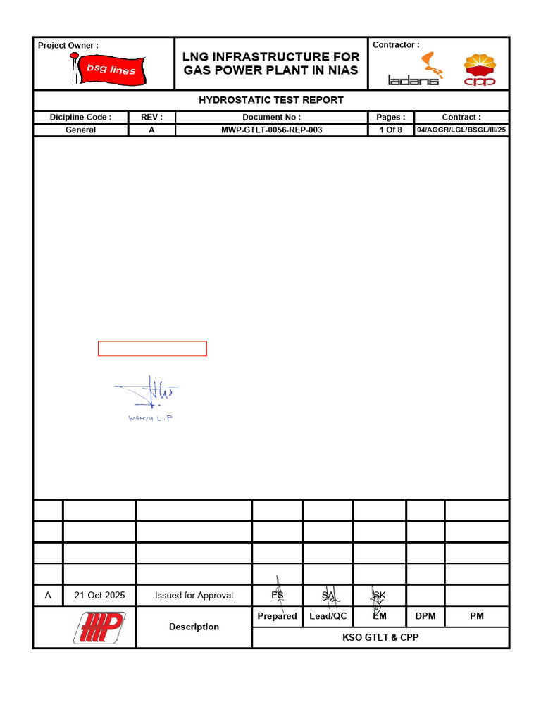 Hydrostatic Test Report Thermal Relief Valve | PDF | Liquefied Natural ...