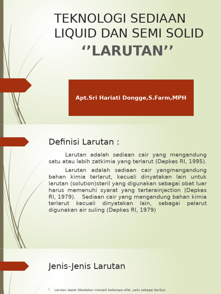 Teknologi Sediaan Liquid Dan Semi Solid | PDF