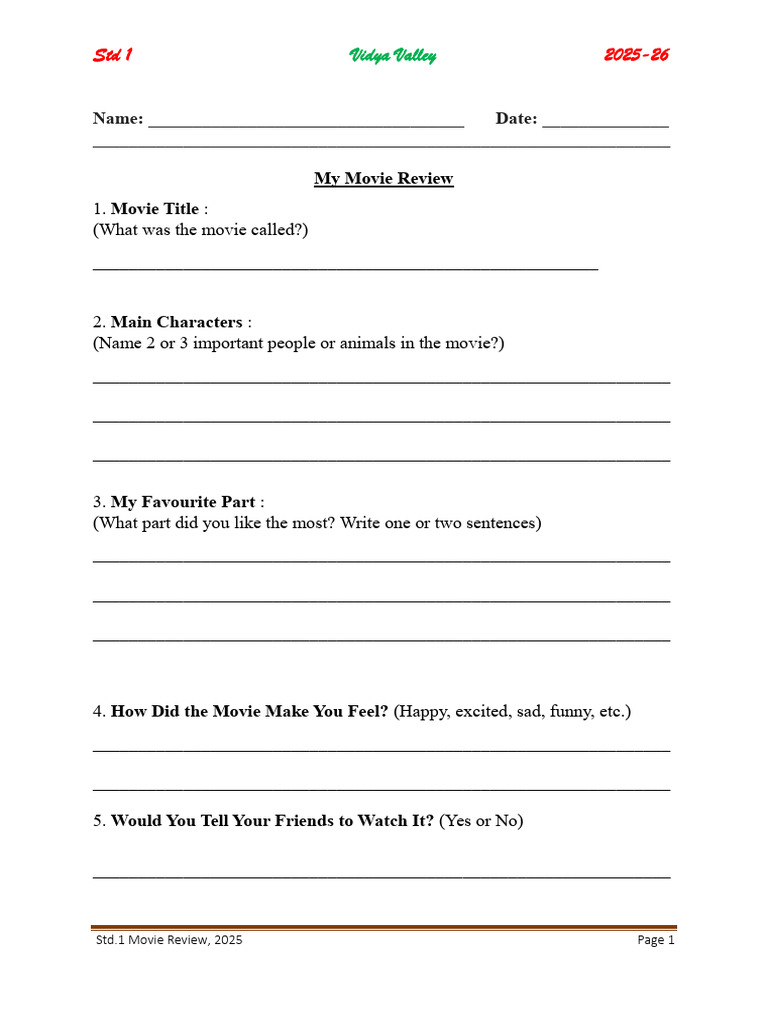 Movie Review Template Class 111715384441053908993 | PDF