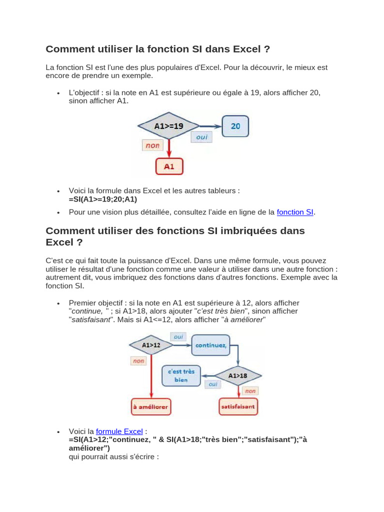 Guide des fonctions SI, ET, OU, NON dans Excel | PDF | Microsoft Excel ...