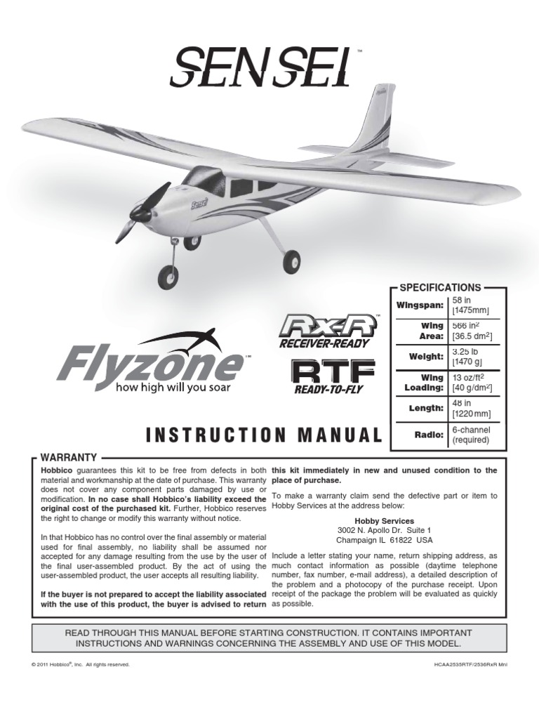 Flyzone Sensei Manual | PDF | Battery Charger | Rechargeable Battery