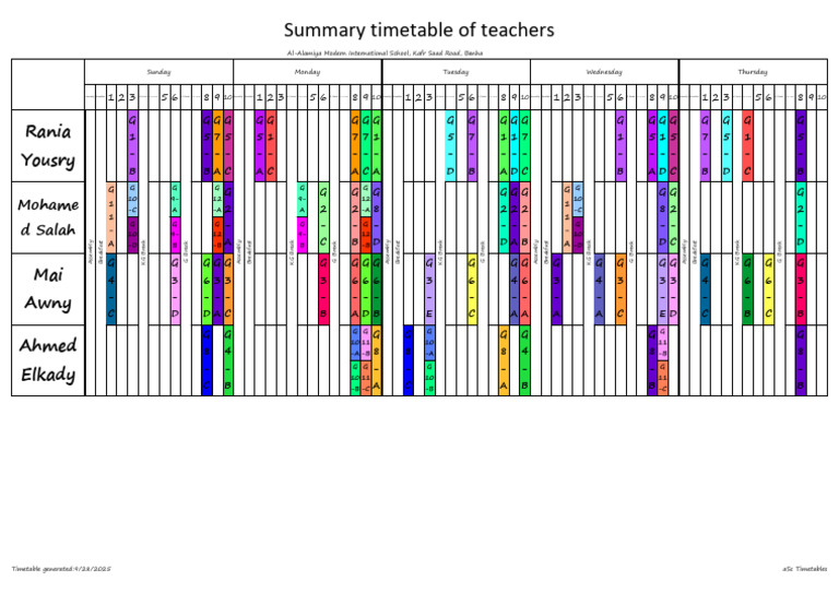 Al-Alamiya School Timetable 2025 | PDF