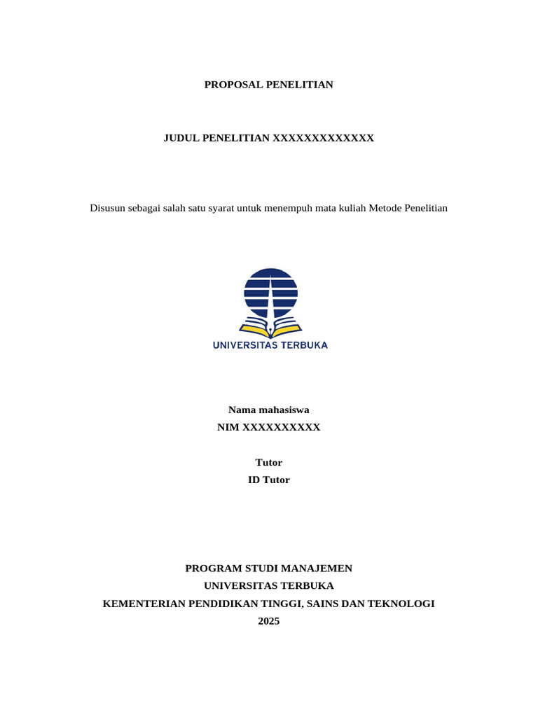 Template Proposal Penelitian - Manajemen | PDF