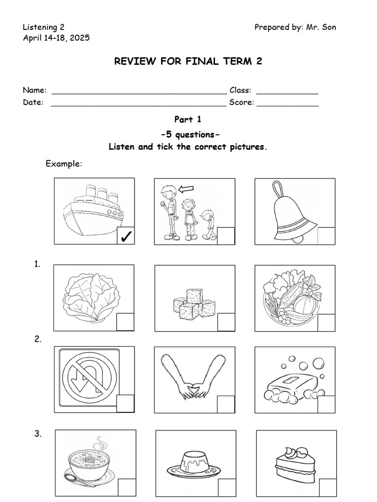 Final Term 2 Review Handout For Listening Starters 2 | PDF