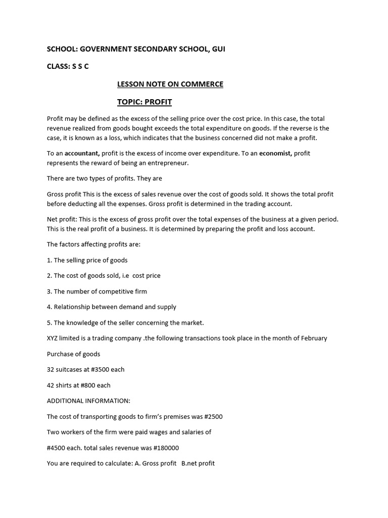 20603_lesson Note Week 2 Gss Gui Commerce | PDF