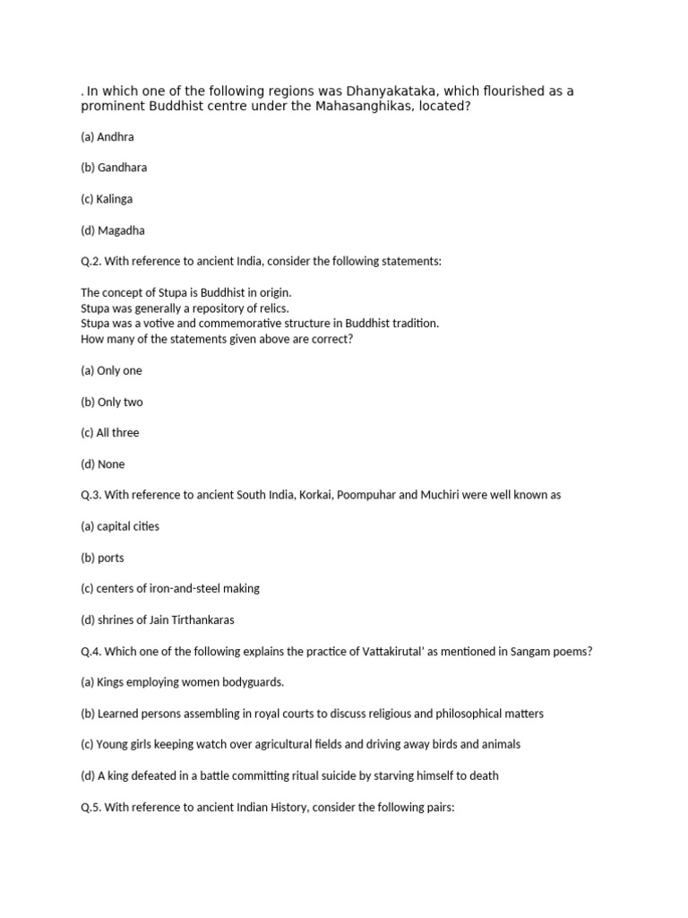 In Which One of The Following Regions Was Dhanyakataka | PDF ...