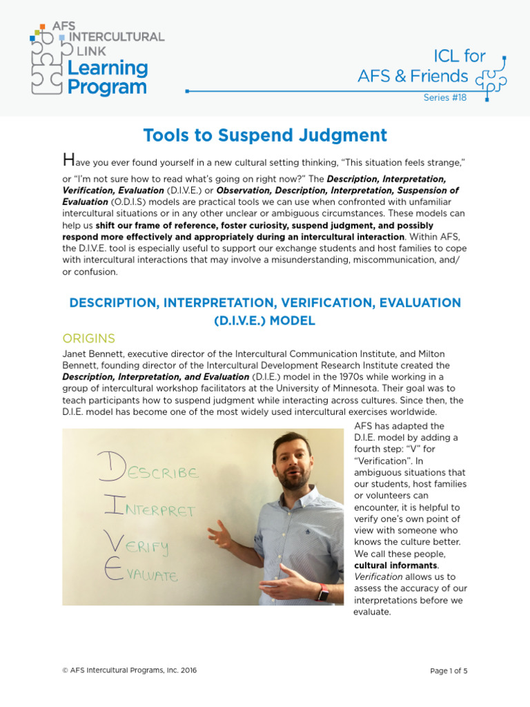 Intercultural Judgment Suspension Tools | PDF | Nonverbal Communication ...