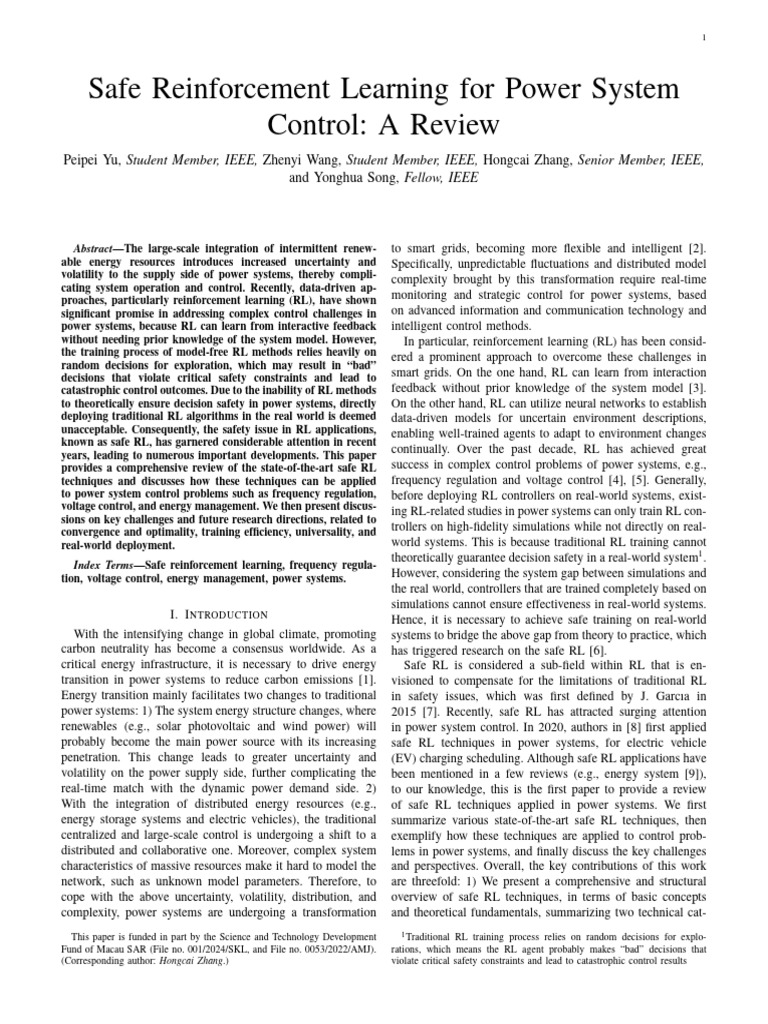 Safe Reinforcement Learning For Power System | PDF | Mathematical ...