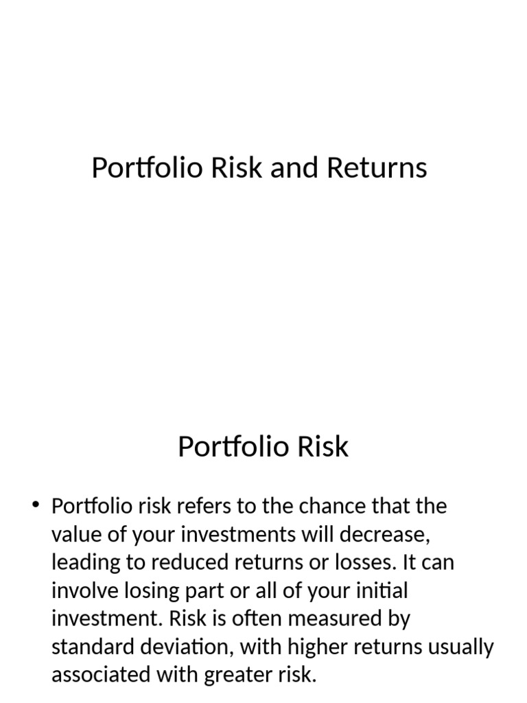 Understanding Portfolio Risk and Returns | PDF | Financial Risk | Beta ...