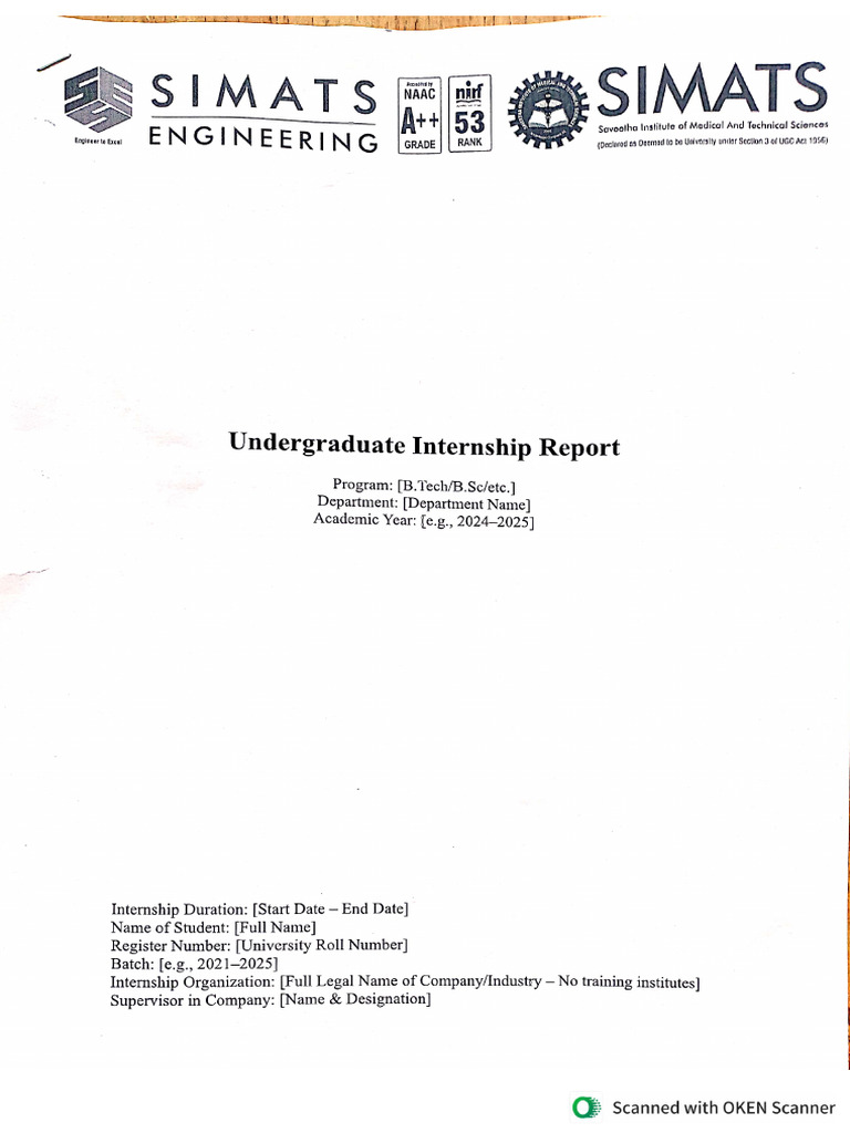 Internship Report Template | PDF