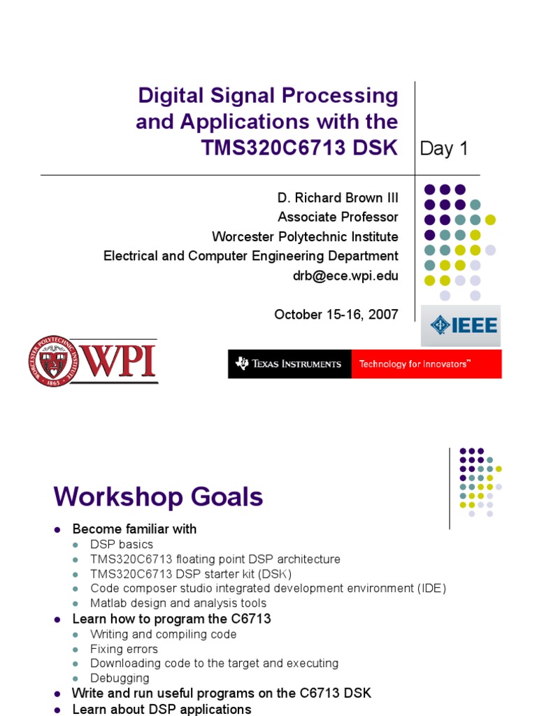 Digital Signal Processing and Applications With The TMS320C6713 DSK | PDF | Digital Signal ...