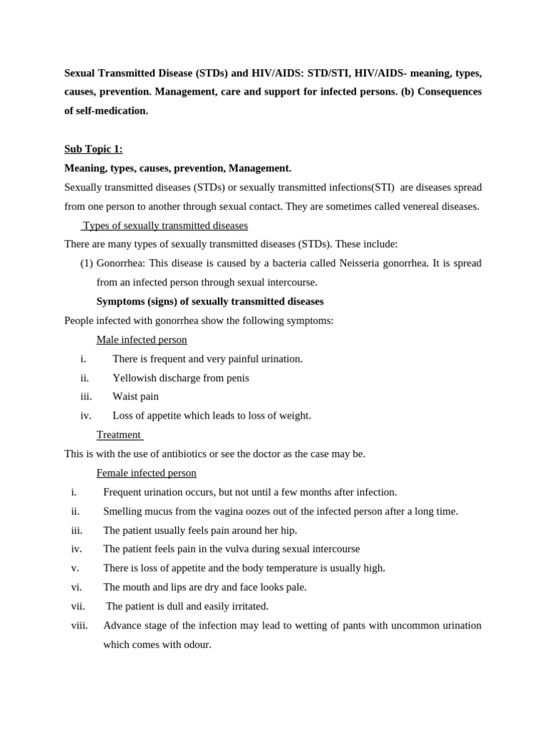 Understanding STDs, HIV/AIDS, and Care | PDF | Sexually Transmitted ...