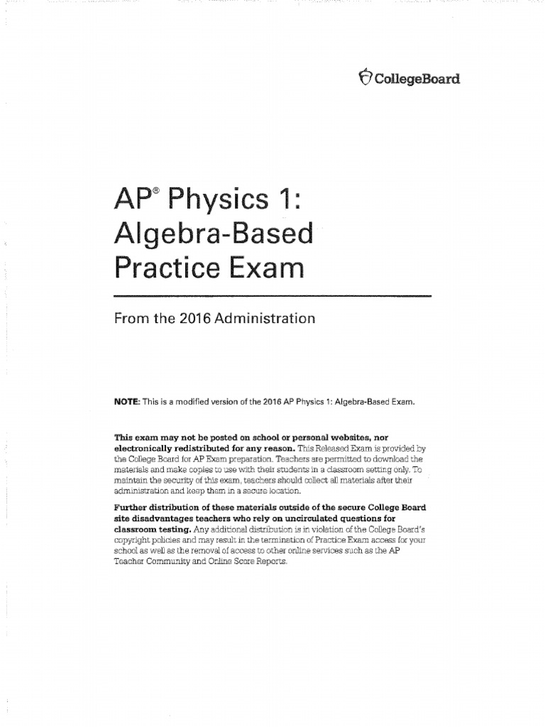 AP Physics 1 CB 2016 | PDF