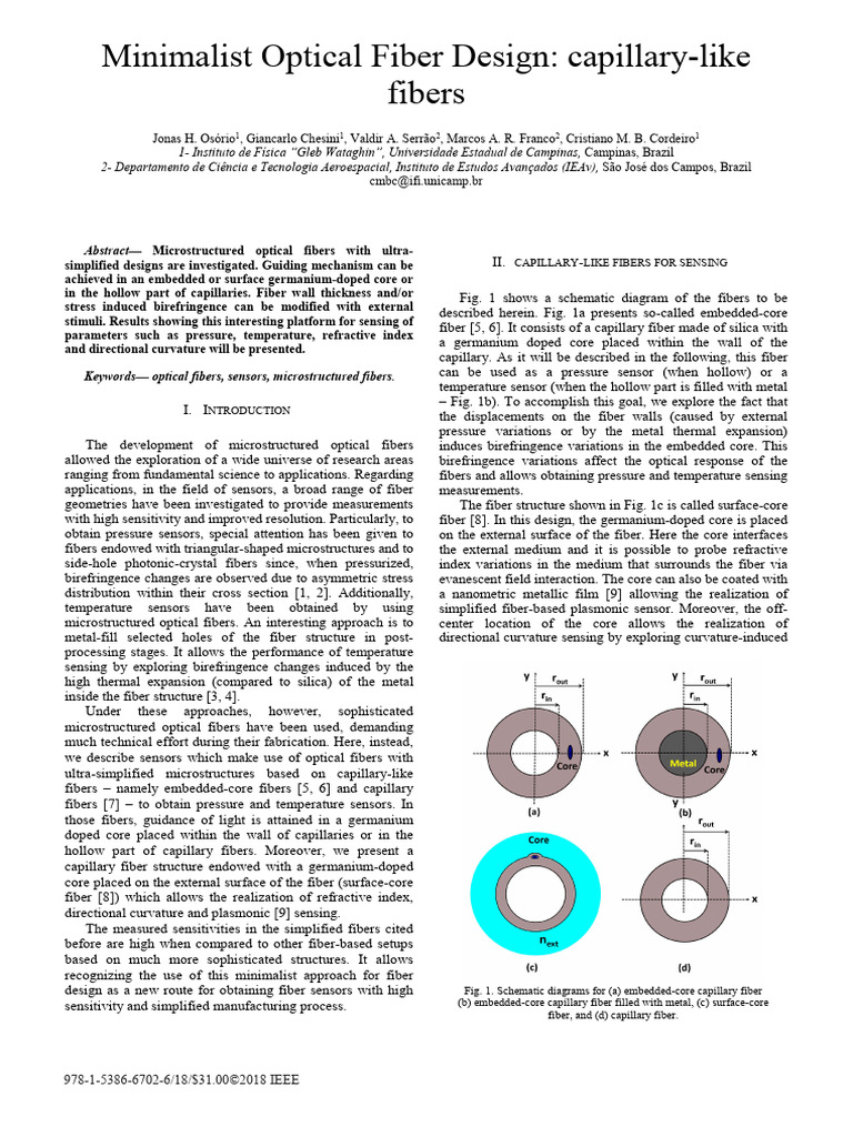 Minimalist Optical Fiber Design Capillary-Like Fibers | PDF | Optical ...