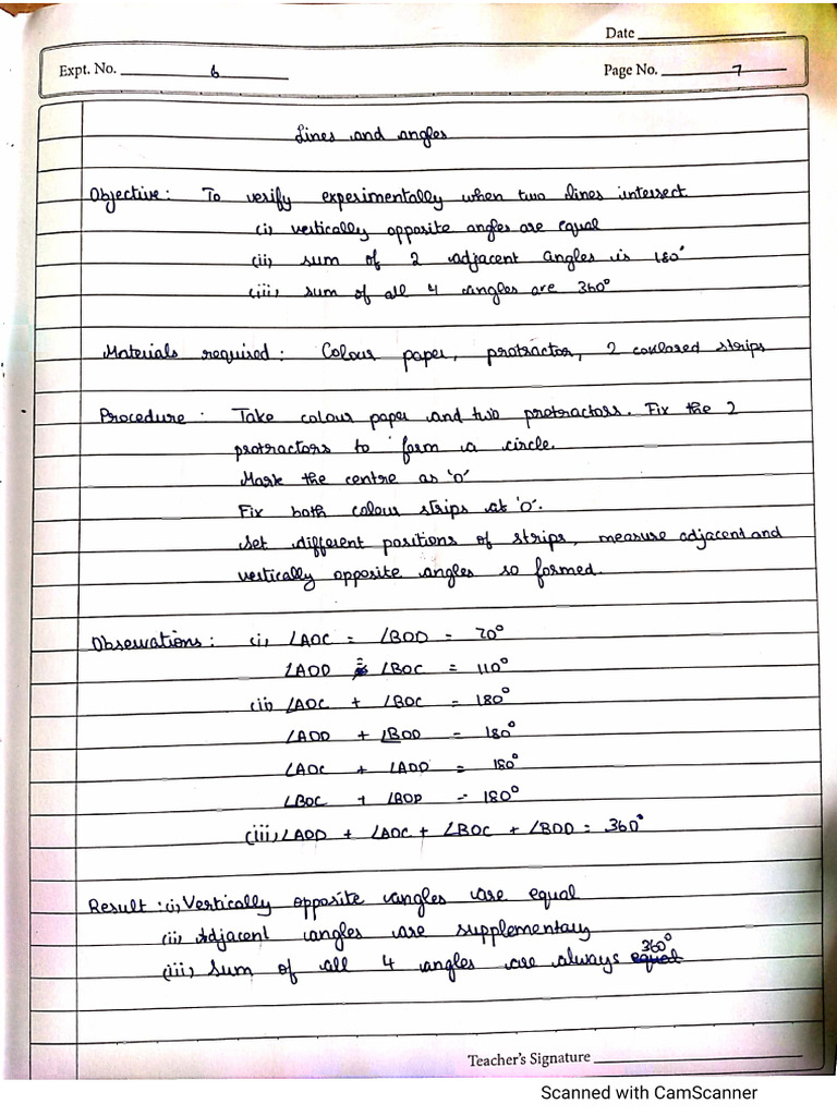 Lines and Angles Activity | PDF