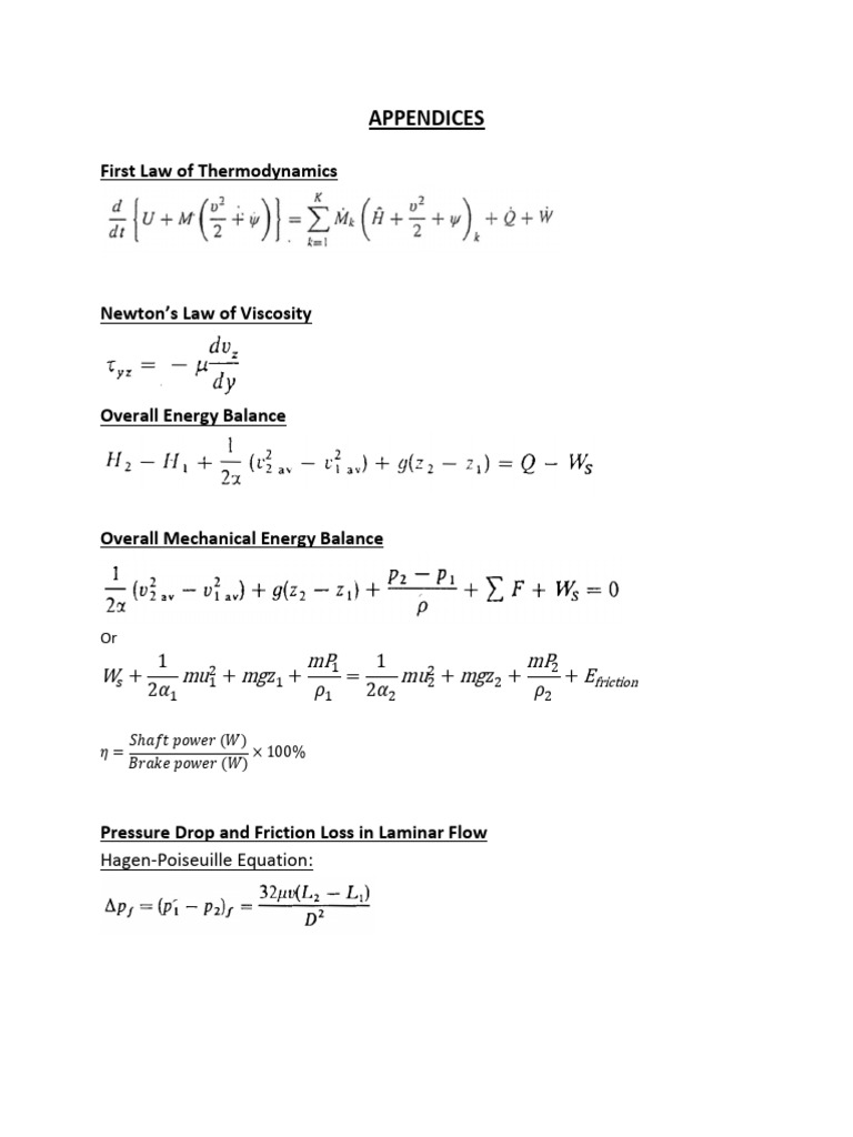 Thermodynamics and Fluid Mechanics Concepts | PDF | Friction | Fluid ...