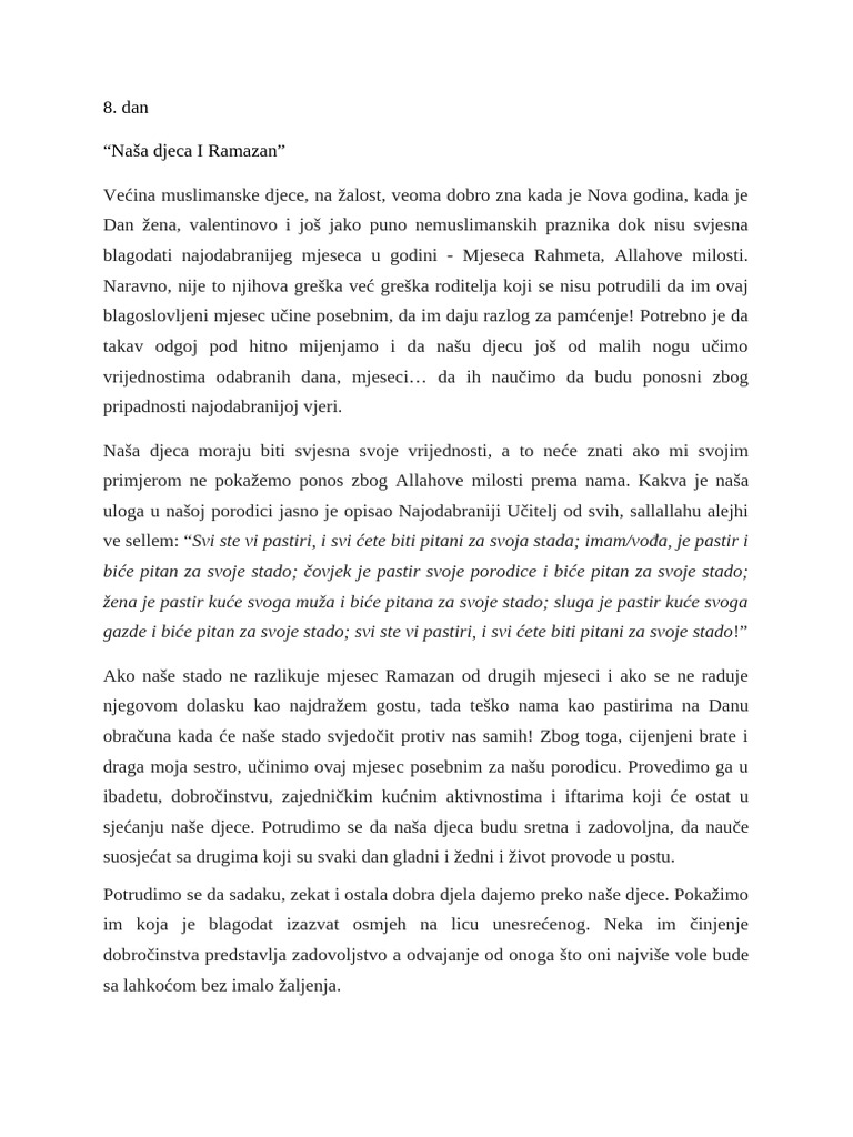 Dan "Naša Djeca I Ramazan" | PDF