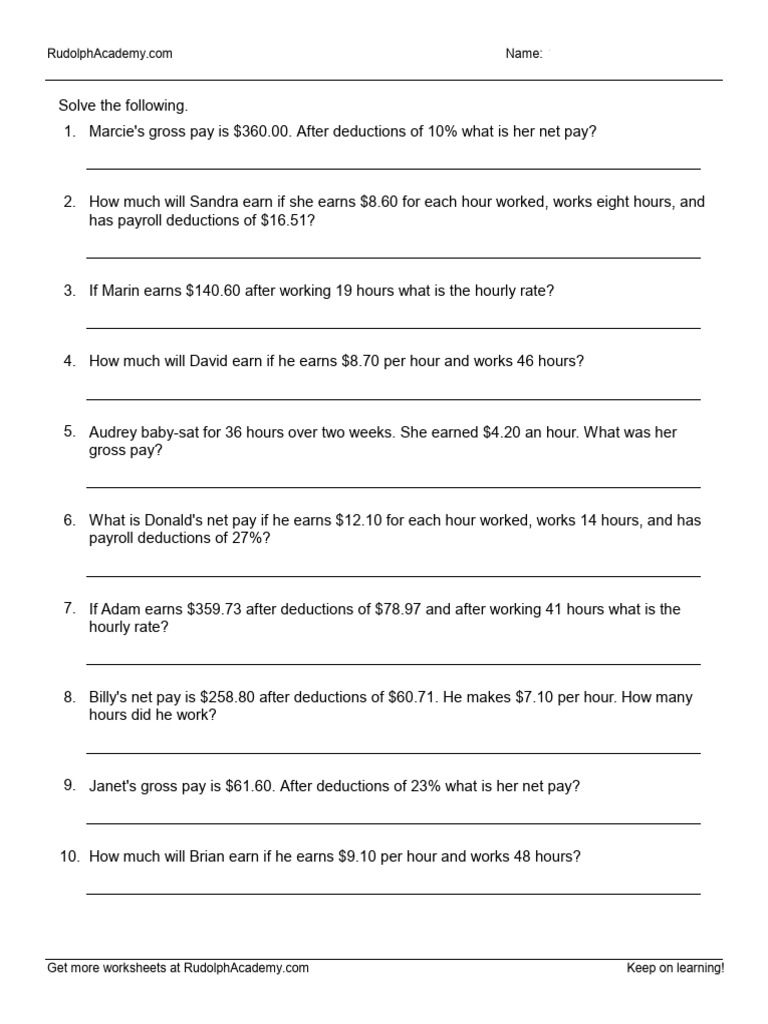 Wages Worksheet A | PDF