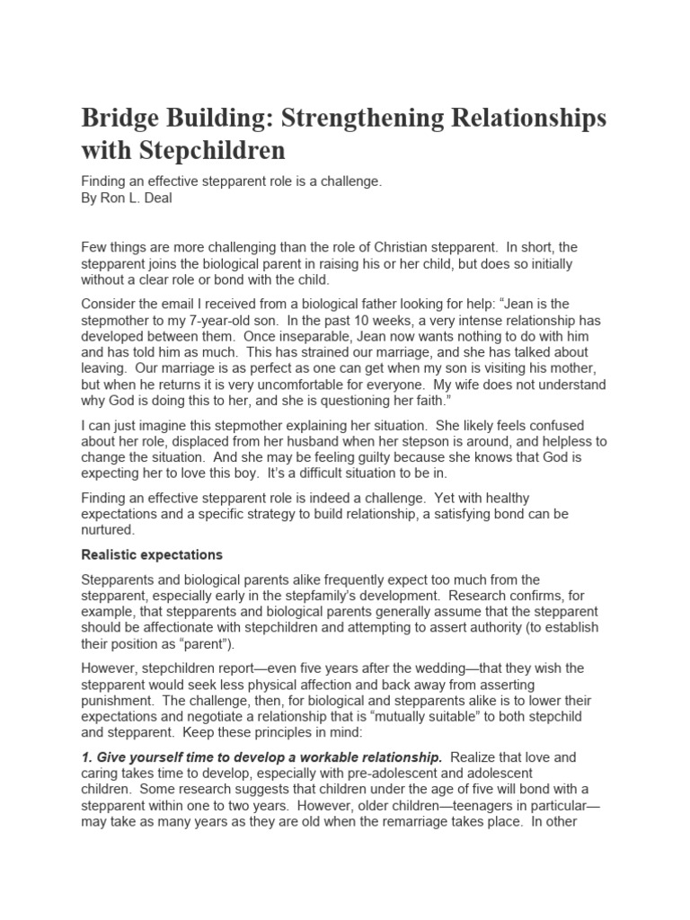 Building Bridges Strengthing Relationships in Stepchildren | PDF ...